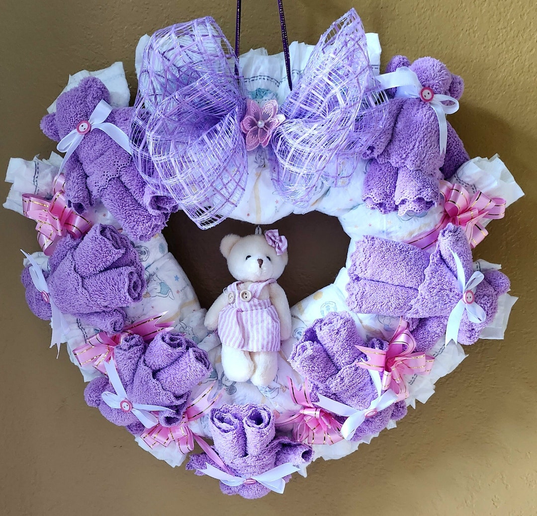 Diaper Wreath, Baby Shower Gift, Baby Shower Diaper Wreath, Baby Gift ...