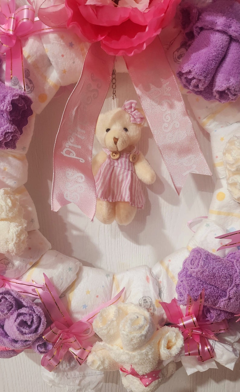 Diaper Wreath, Baby Shower Gift, Baby Shower Diaper Wreath, Baby Gift ...