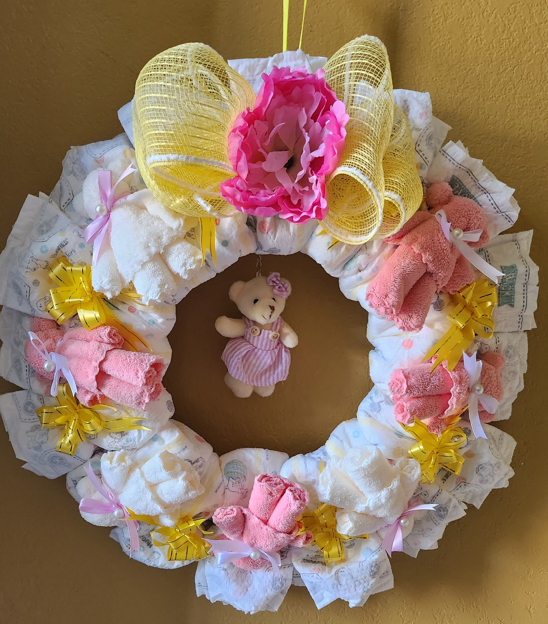 Diaper Wreath, Baby Shower Gift, Baby Shower Diaper Wreath, Baby Gift ...