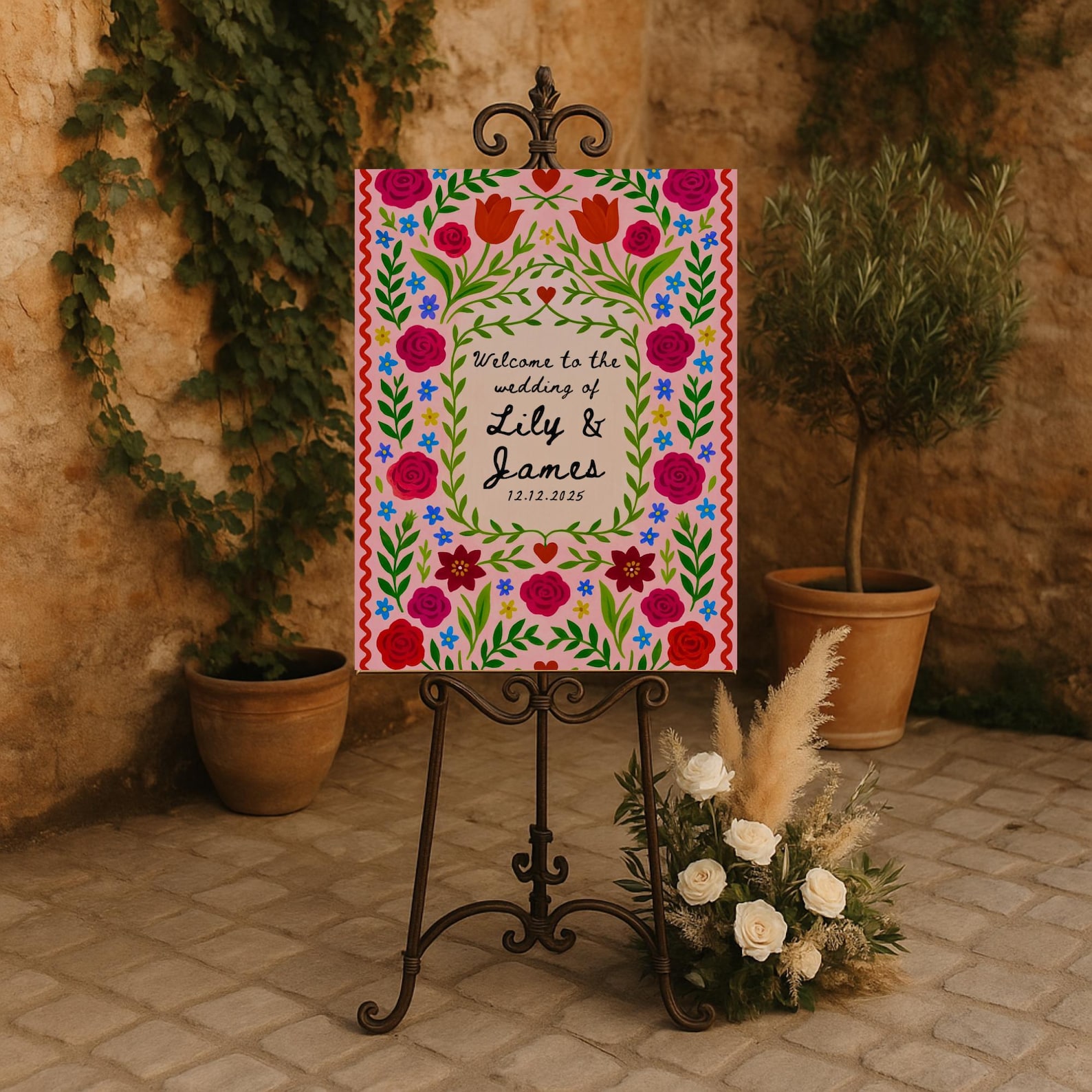 Floral Wedding Welcome Sign | Whimsical Garden Reception (canva ...