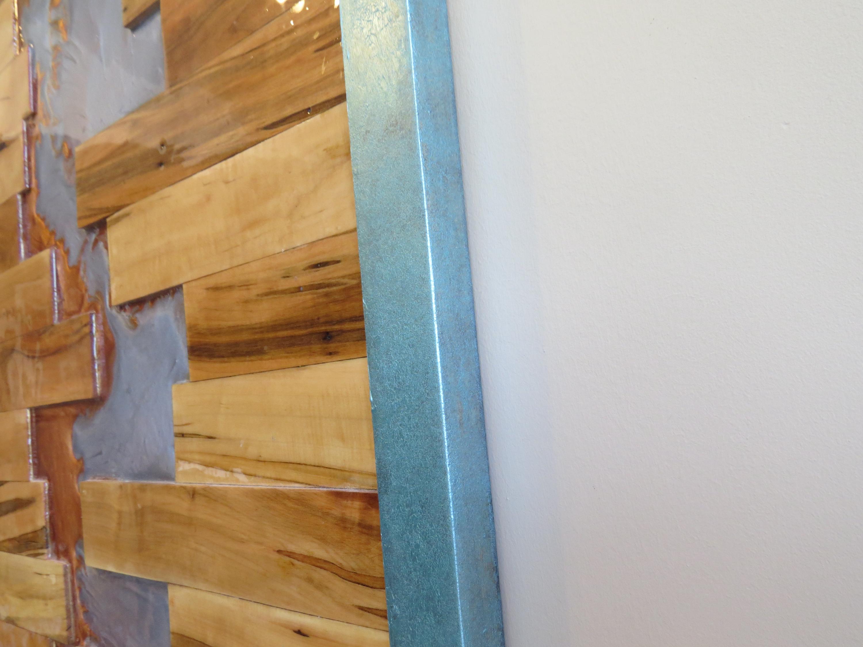 Abstract Handmade Wooden Artwork - Framed Ambrosia Maple & Resin Wall ...