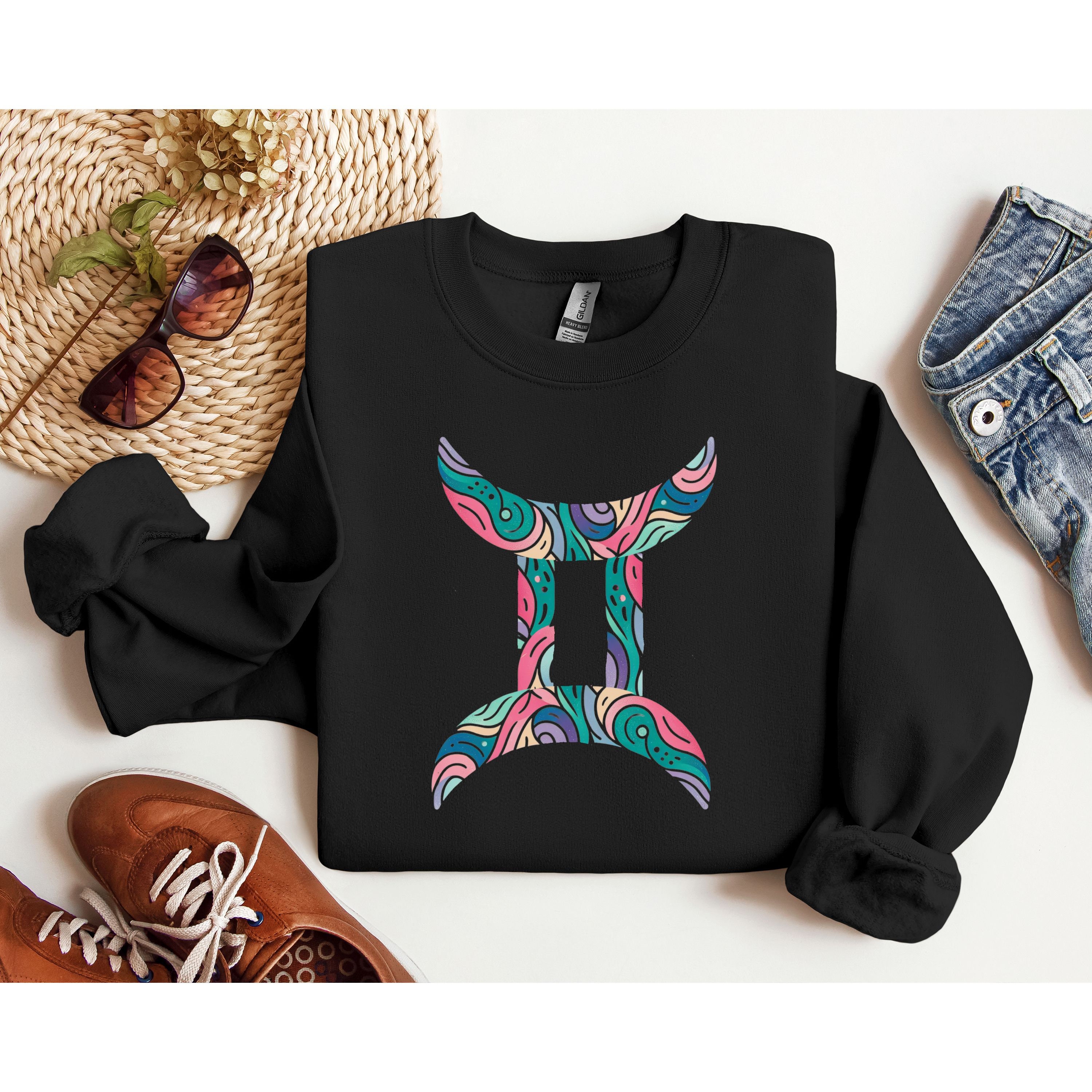 Retro Gemini Sweatshirt, Zodiac Sweatshirt, Zodiac Symbol, Zodiac Shirt ...