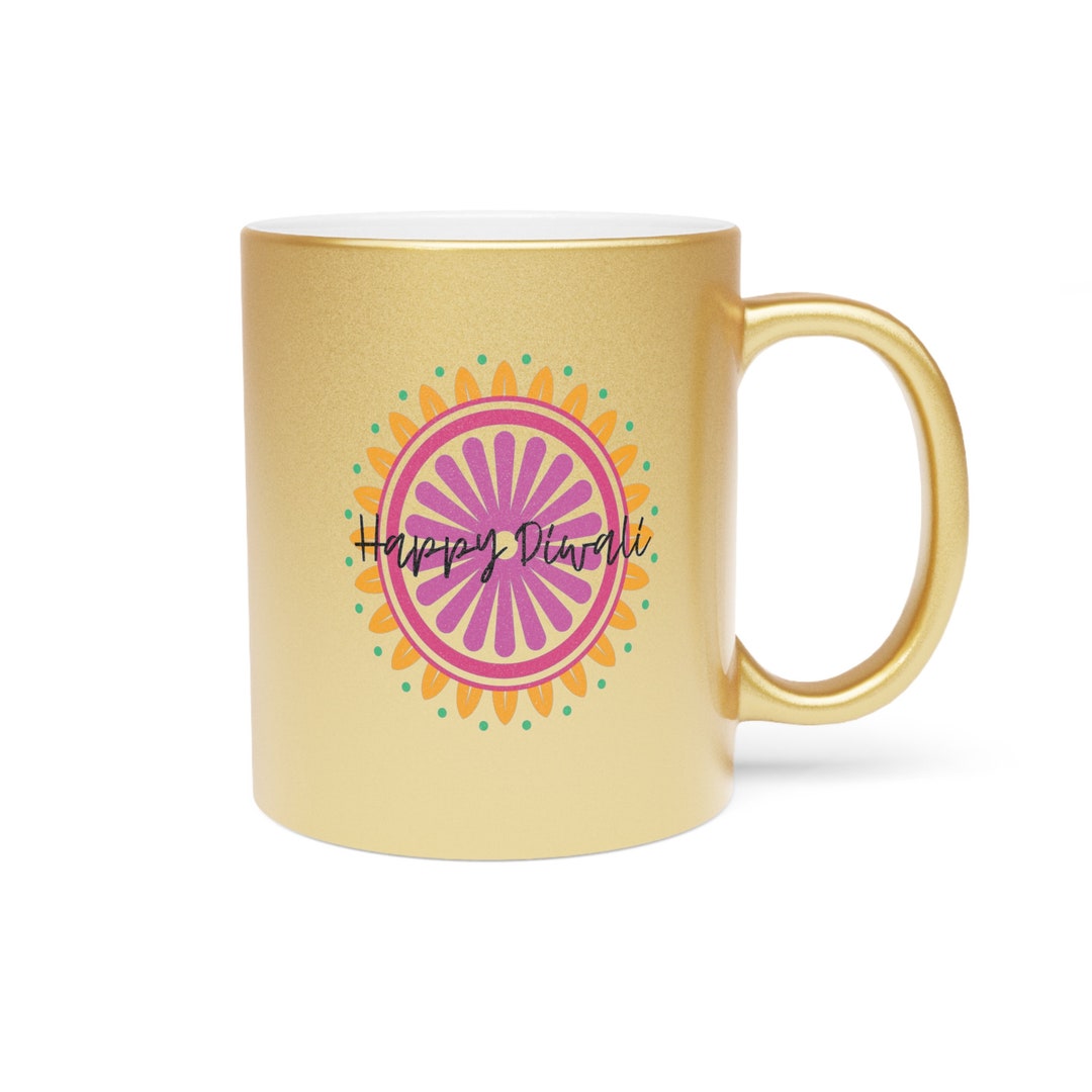 Happy Diwali Metallic Mug silvergold Diwai Mug Diwali - Etsy
