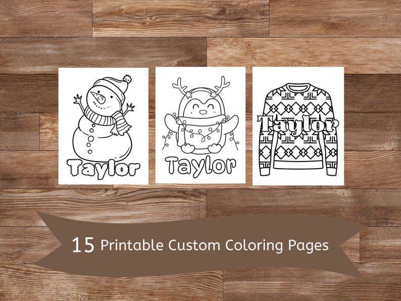 Printable Custom Name Holiday Coloring Pages, Adults and Kids ...