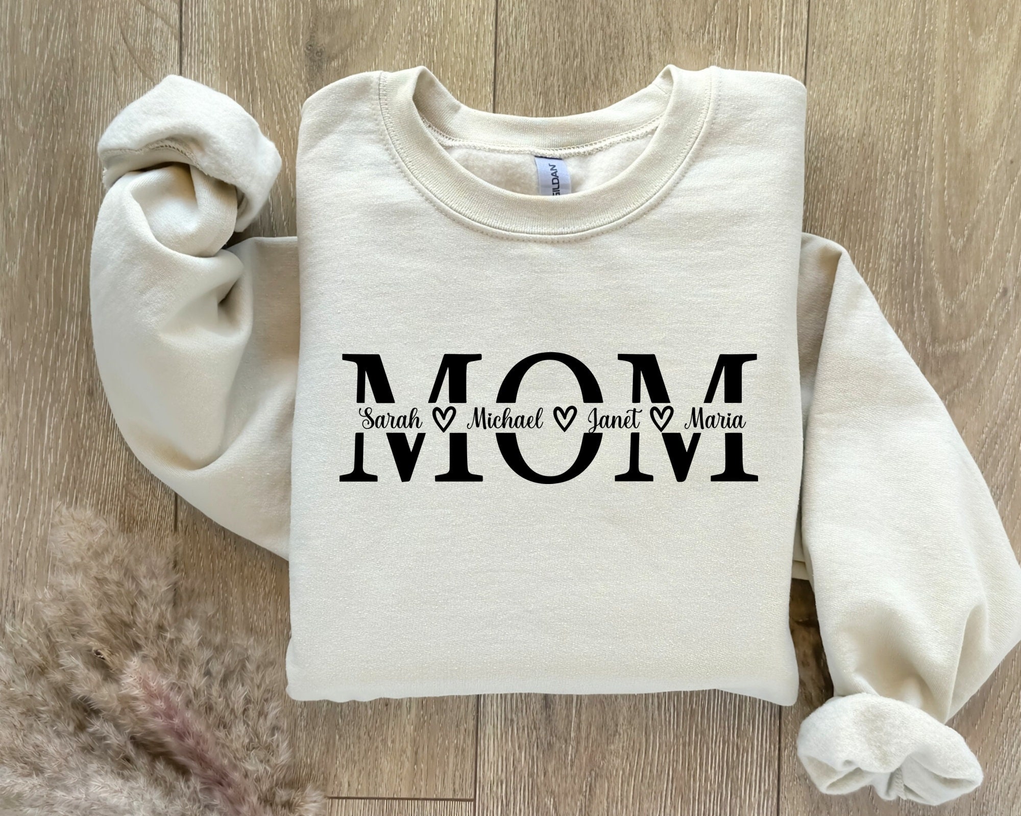 Custom Mom Sweatshirt, Custom Mom and Children Names Sweatshirt, Family ...
