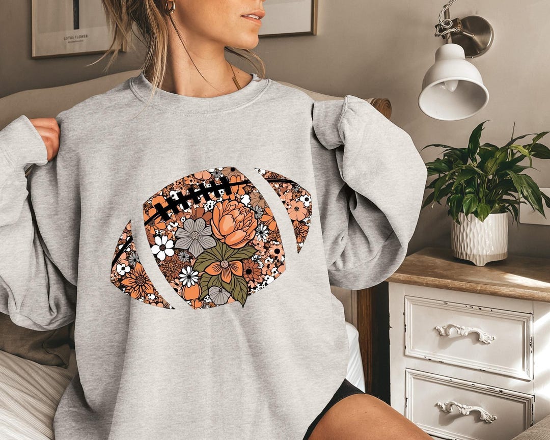 Trendy Flower Football Mom Sweatshirt, Super Bowl Mom Sweater, Popular ...