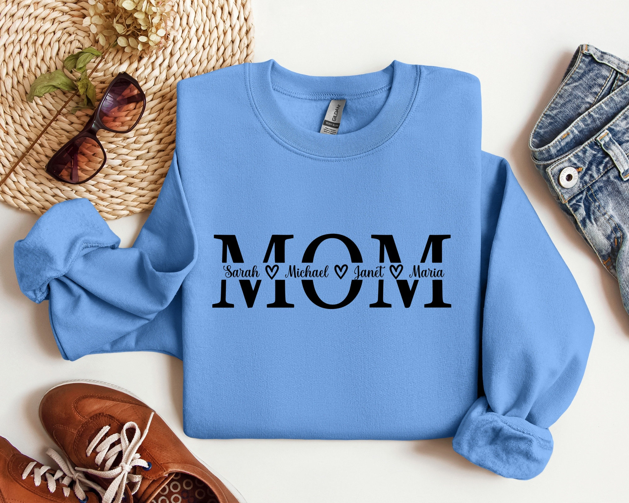 Custom Mom Sweatshirt, Custom Mom and Children Names Sweatshirt, Family ...