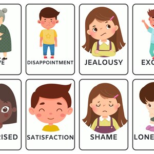 Kids Emotions Flashcards. 32 Printable Emotion Cards for Toddlers and ...