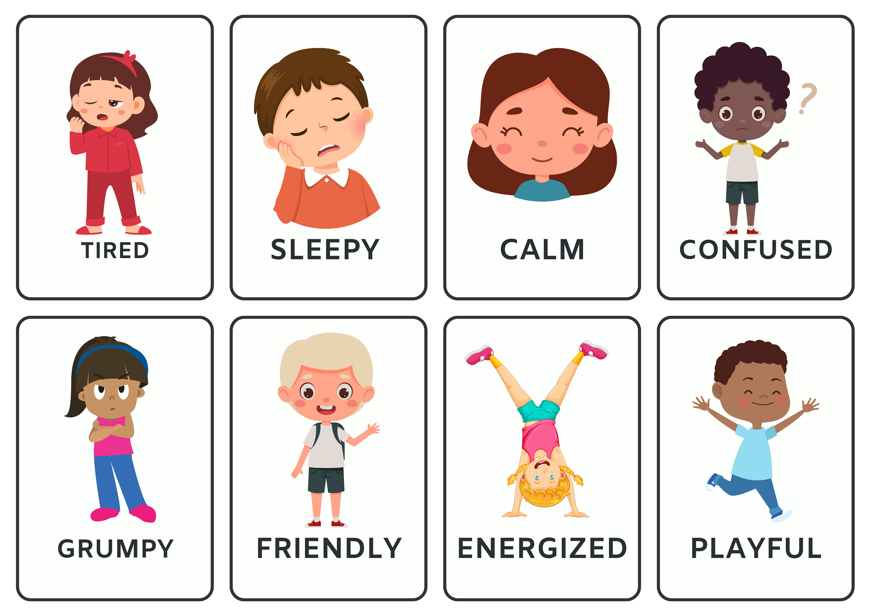 Kids Emotions Flashcards. 32 Printable Emotion Cards for Toddlers and ...
