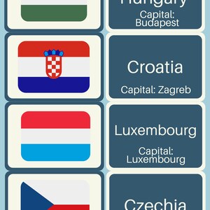 World Country Flags Flash Cards Instant Download - Etsy