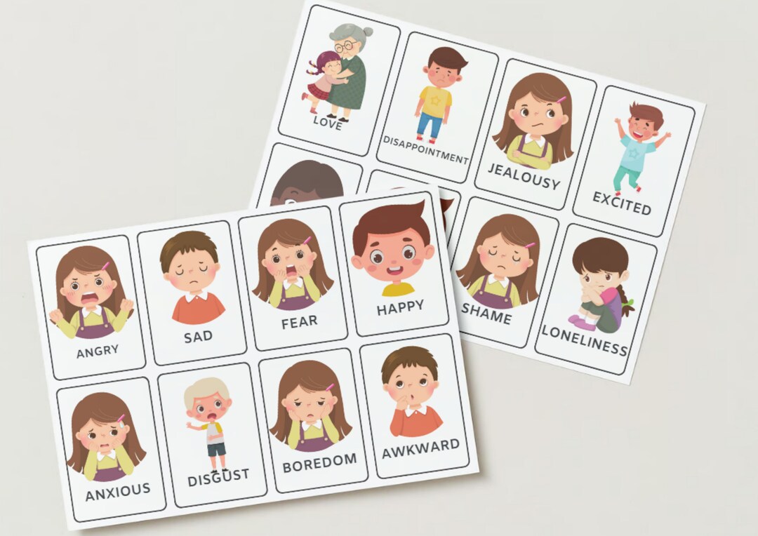 Kids Emotions Flashcards. 32 Printable Emotion Cards for Toddlers and ...
