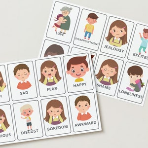 Kids Emotions Flashcards. 32 Printable Emotion Cards for Toddlers and ...
