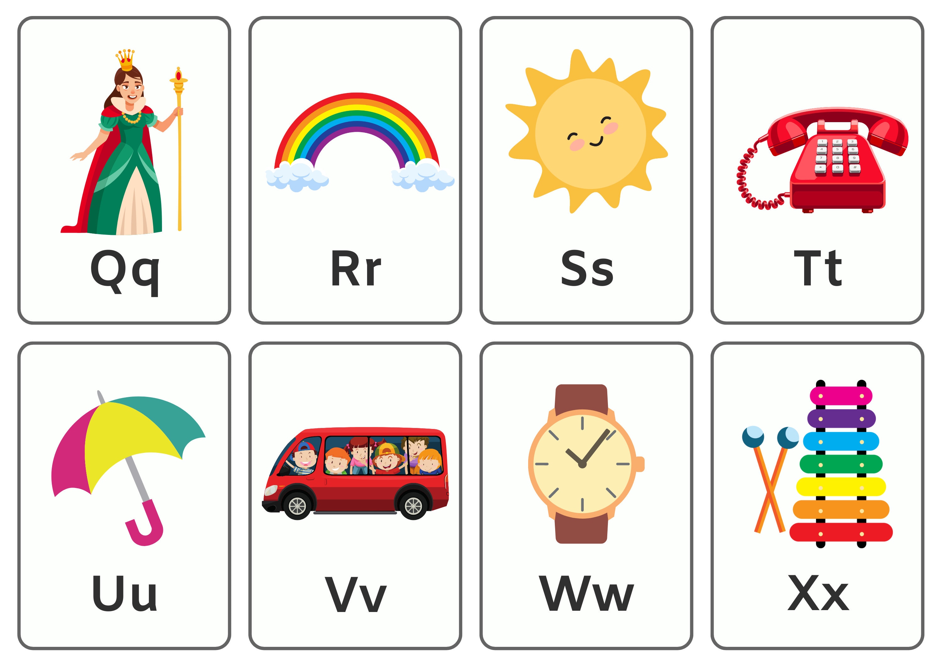 Alphabet Flashcards/abc Flash Cards. With Rainbow Colors and Fun ...