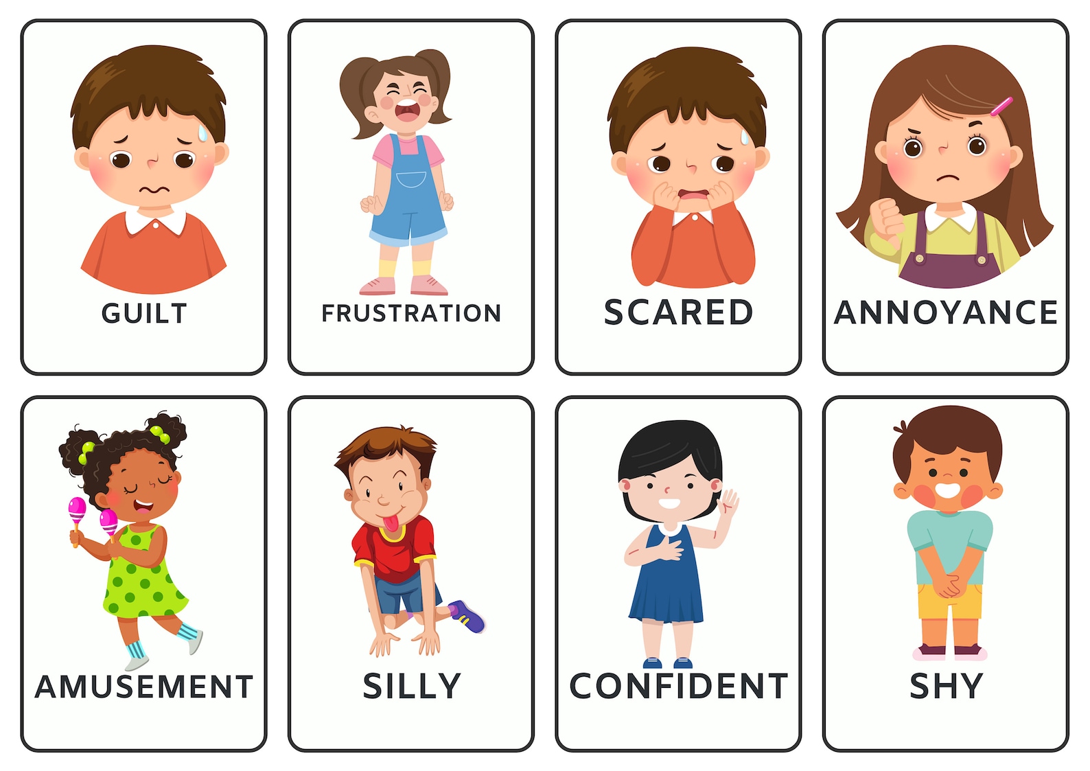 Kids Emotions Flashcards. 32 Printable Emotion Cards for Toddlers and ...