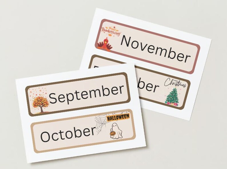 Months of the Year Flashcards. Include Events for Each Month - Etsy