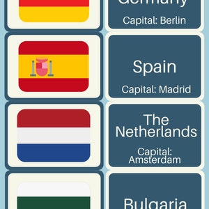 World Country Flags Flash Cards Instant Download - Etsy