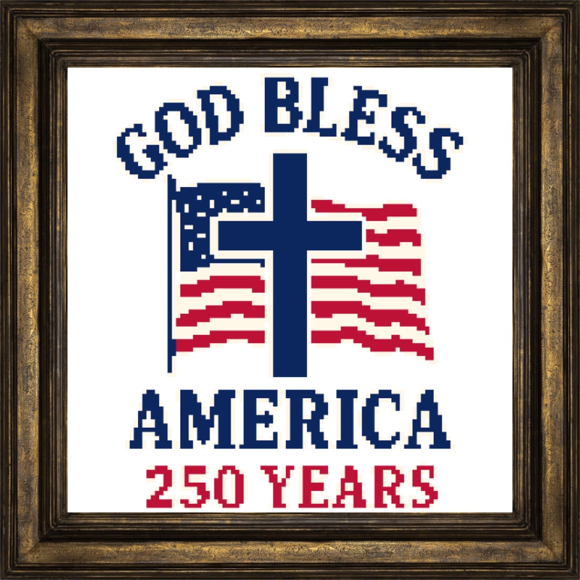 God Bless America 250 Years Cross Stitch Pattern PDF | Easy Patriotic ...