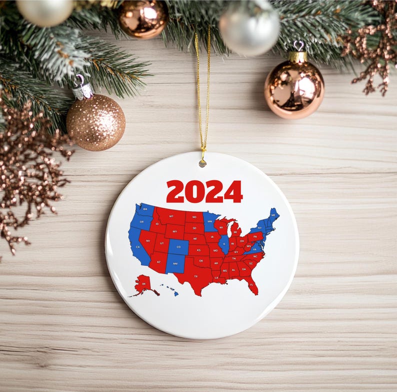 USA Electoral Map 2024 Election Ornament American President Red Wave ...