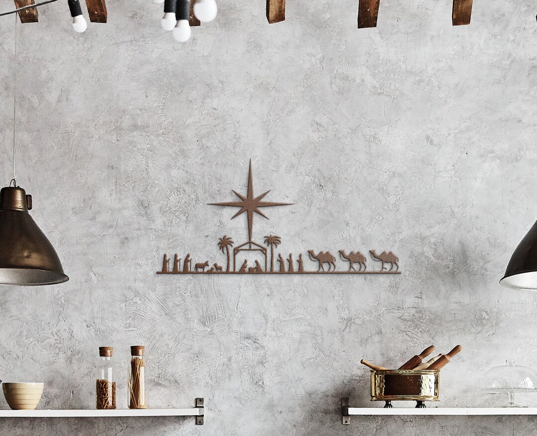 Nativity Metal Wall Art Christmas Star Nativity Scene Metal - Etsy