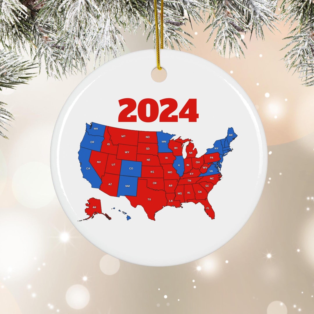 USA Electoral Map 2024 Election Ornament American President Red Wave ...