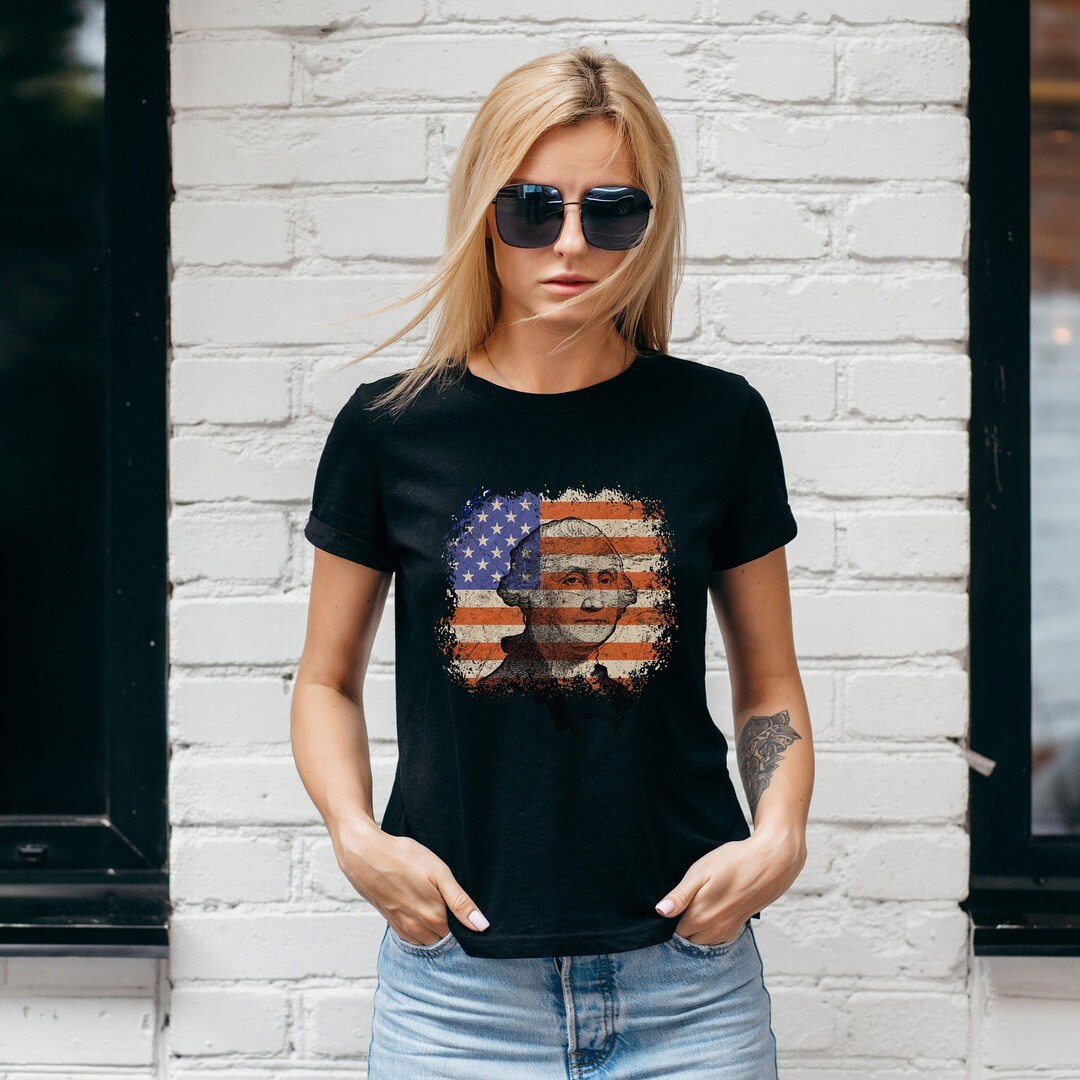 US Flag T-shirt With George Washington Shirt With American Flag T Shirt ...