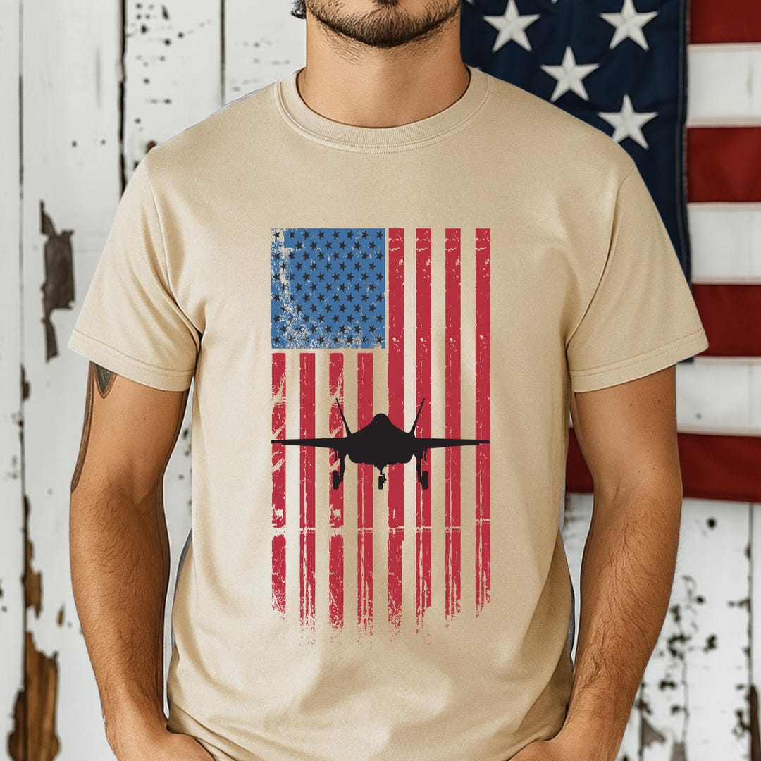 Fighter Jet American Flag Shirt – Patriotic Military Plane Tee – USA ...
