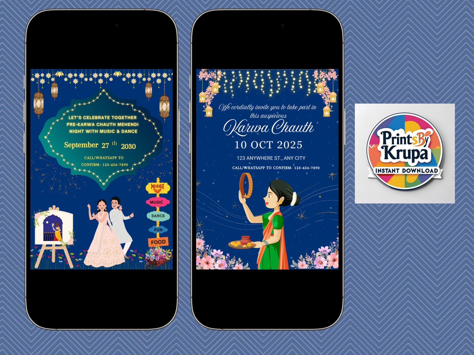 Karwa Chauth Invitation Bundle: Editable Canva Templates (digital ...