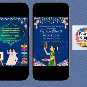 Karwa Chauth Invitation Bundle: Editable Canva Templates (digital ...