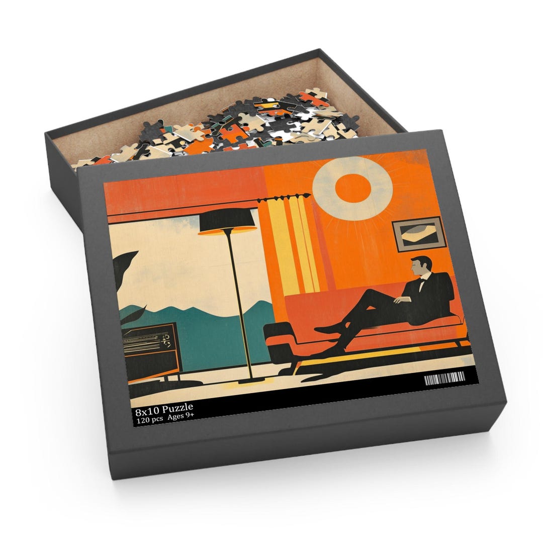 Mid-century Modern Puzzle, Home Decor, Relaxation Gift, Vintage Art ...