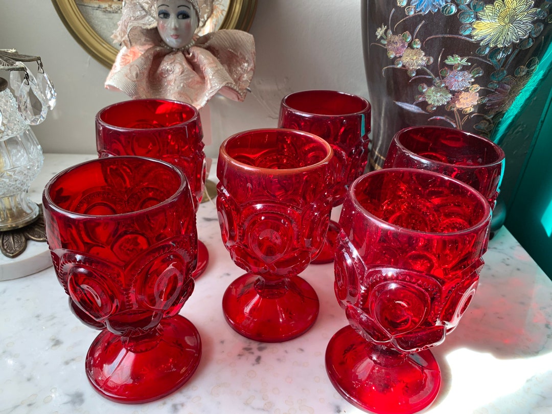 L.E. Smith Ruby Red Moon and Stars Tumblers - Set of 6 - Etsy