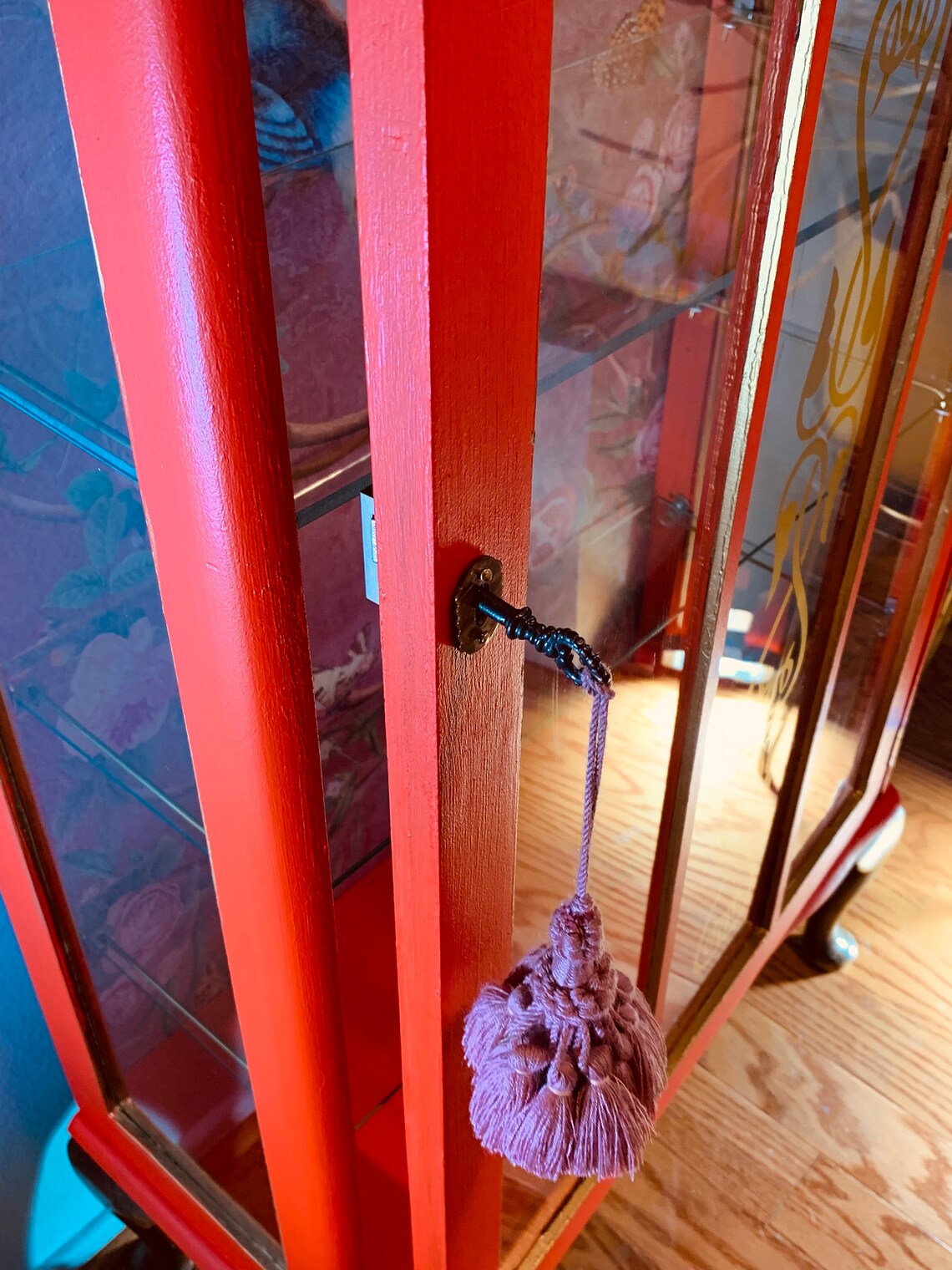 Renewed Red Display Case With Peacocks - Etsy