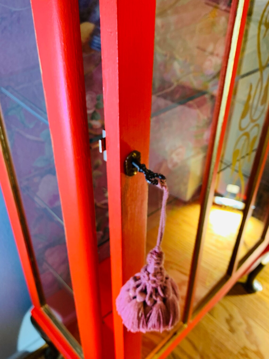 Renewed Red Display Case With Peacocks - Etsy