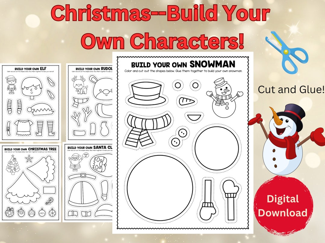 Build Your Own Christmas Characters, Cut and Glue Christmas Activity ...