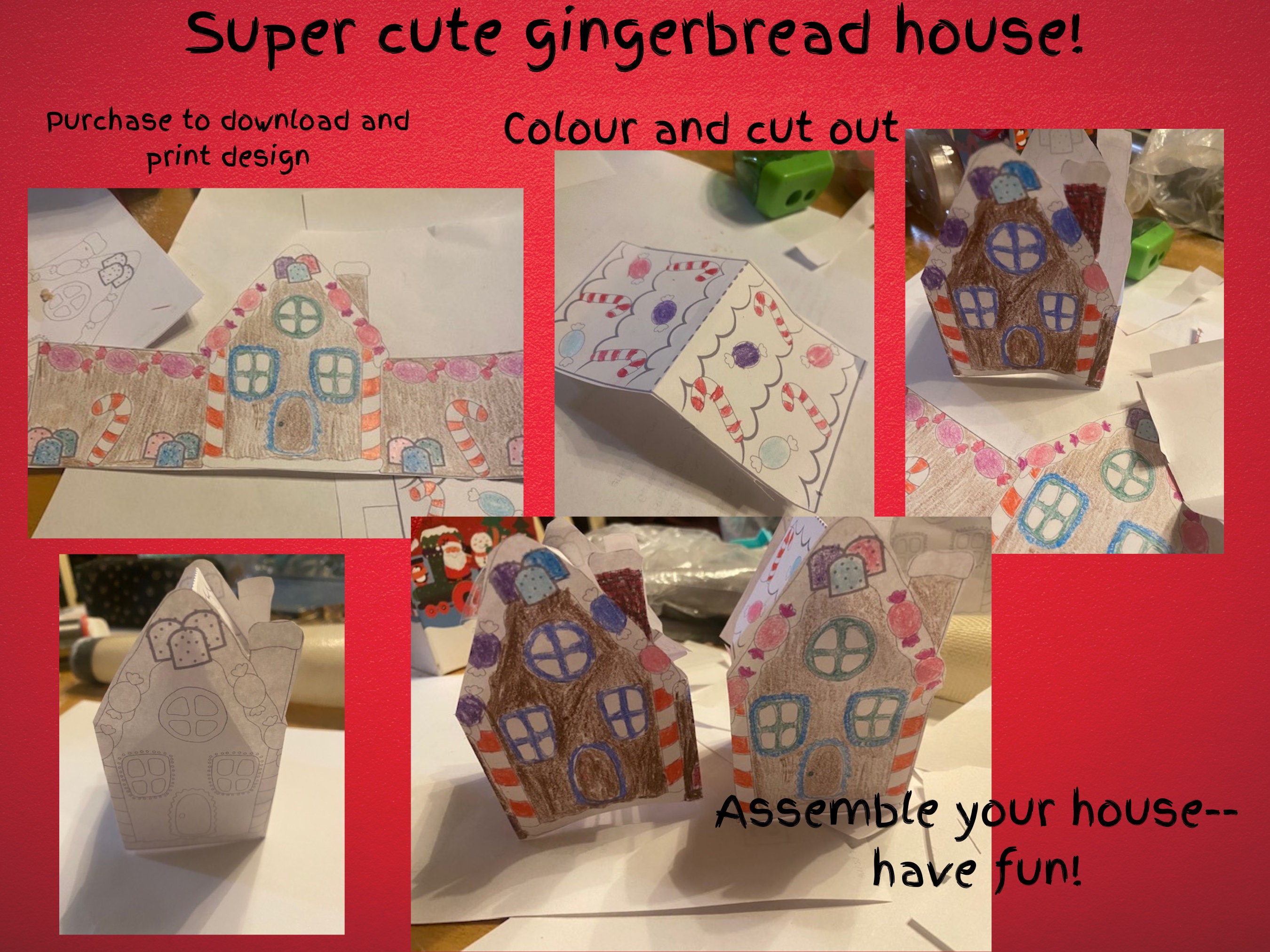 Gingerbread House Print Out, Christmas House Color and Cut, House ...