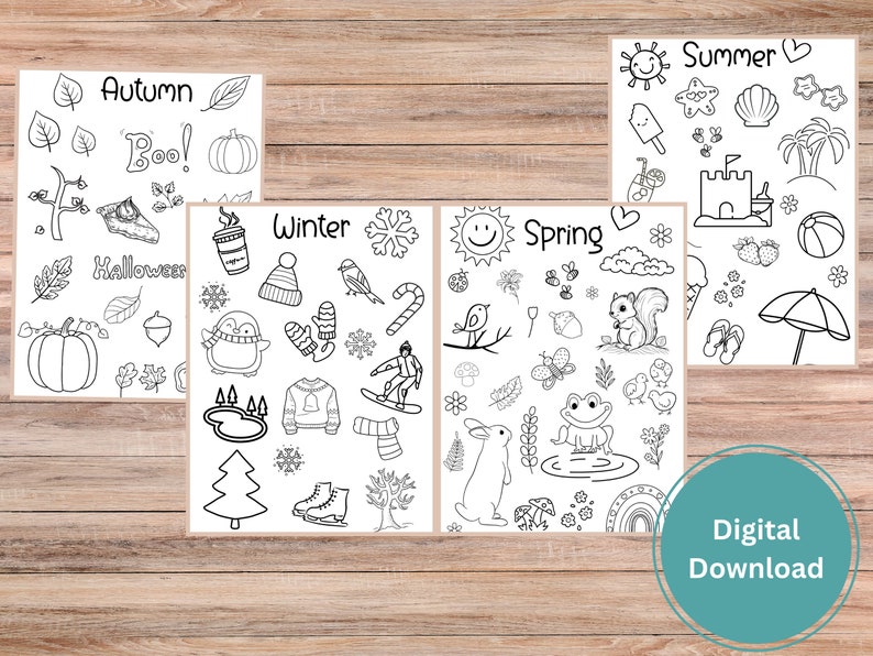 The Four Seasons Printable Coloring Pages, Spring, Summer, Autumn ...