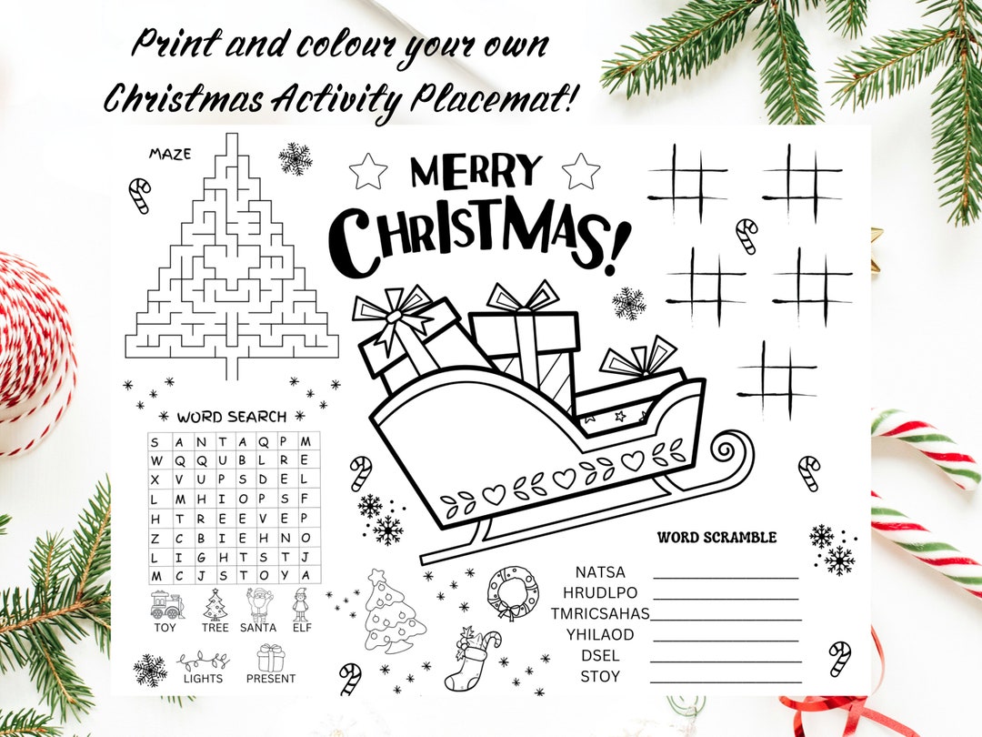 Printable Christmas Activity Placemat for Kids, Classroom Activity ...