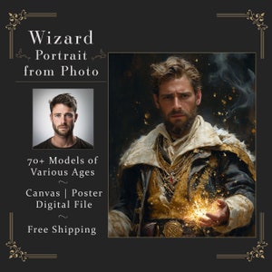 Custom Wizard Portrait Oil Painting From Photo, Custom Fantasy Portrait ...