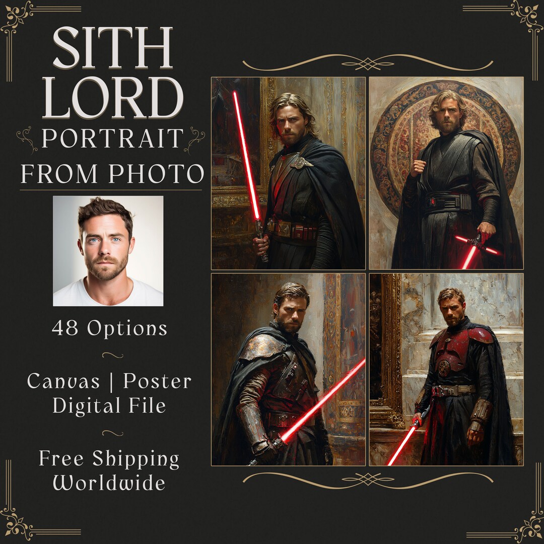 Custom Star Wars Portrait From Photo, Sith Lord Portrait, Red ...