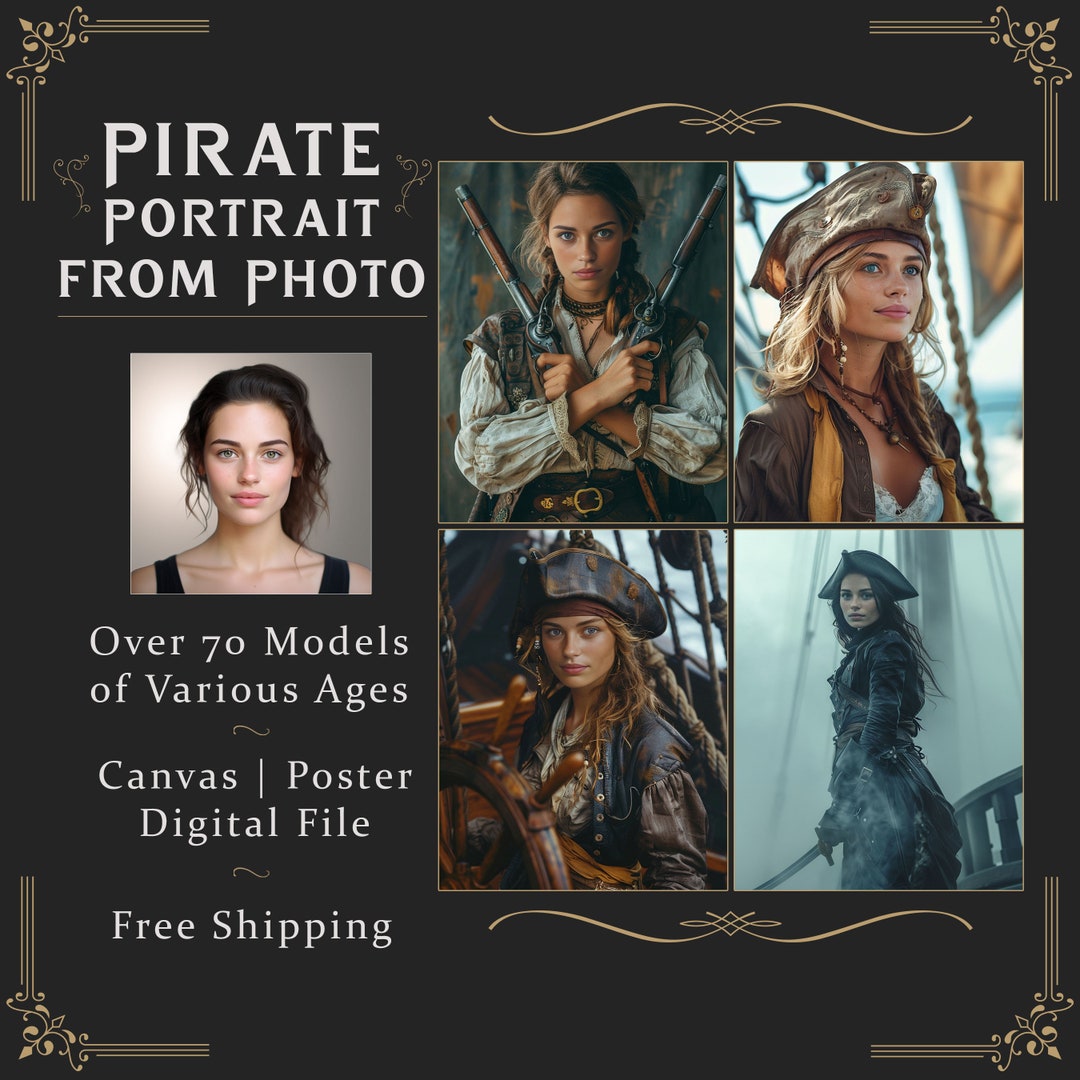Custom Pirate Portrait for Her, Pirates of the Caribbean Custom ...