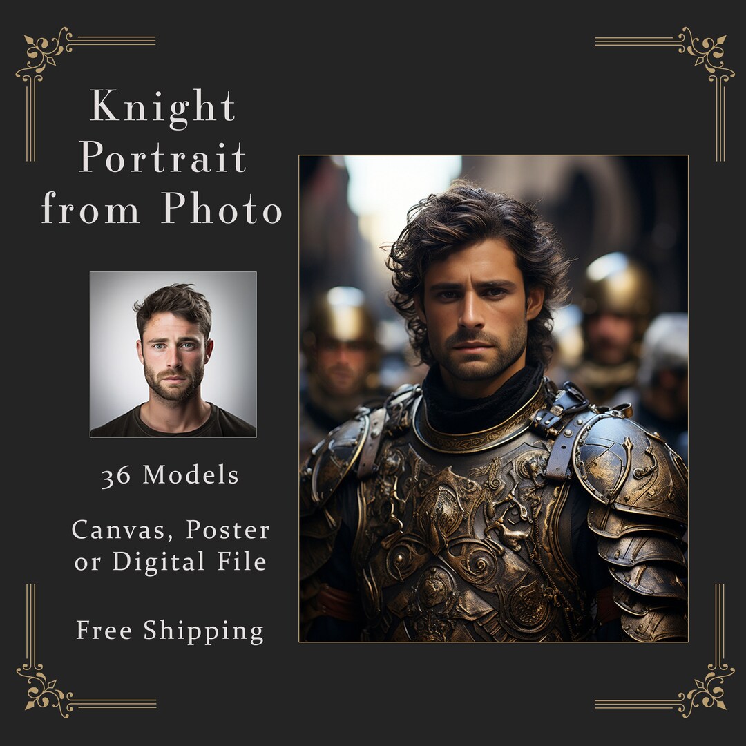 Custom Medieval Knight Portrait From Photo, Knight Portrait Gift ...