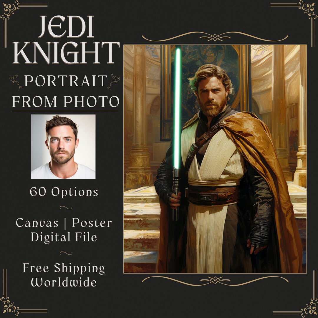 Custom Star Wars Portrait From Photo, Jedi Knight Portrait, Custom ...