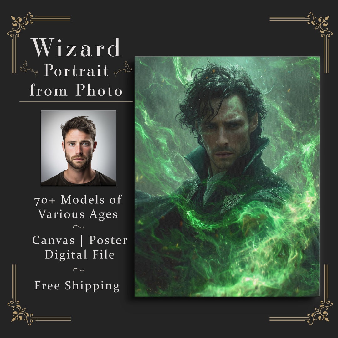 Custom Wizard Portrait Oil Painting From Photo, Custom Fantasy Portrait ...