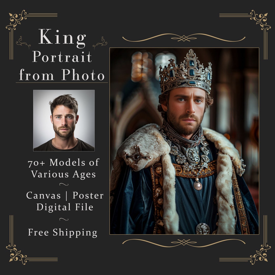 Custom King Portrait From Photo, Royal Portrait Gift for Him, Custom ...