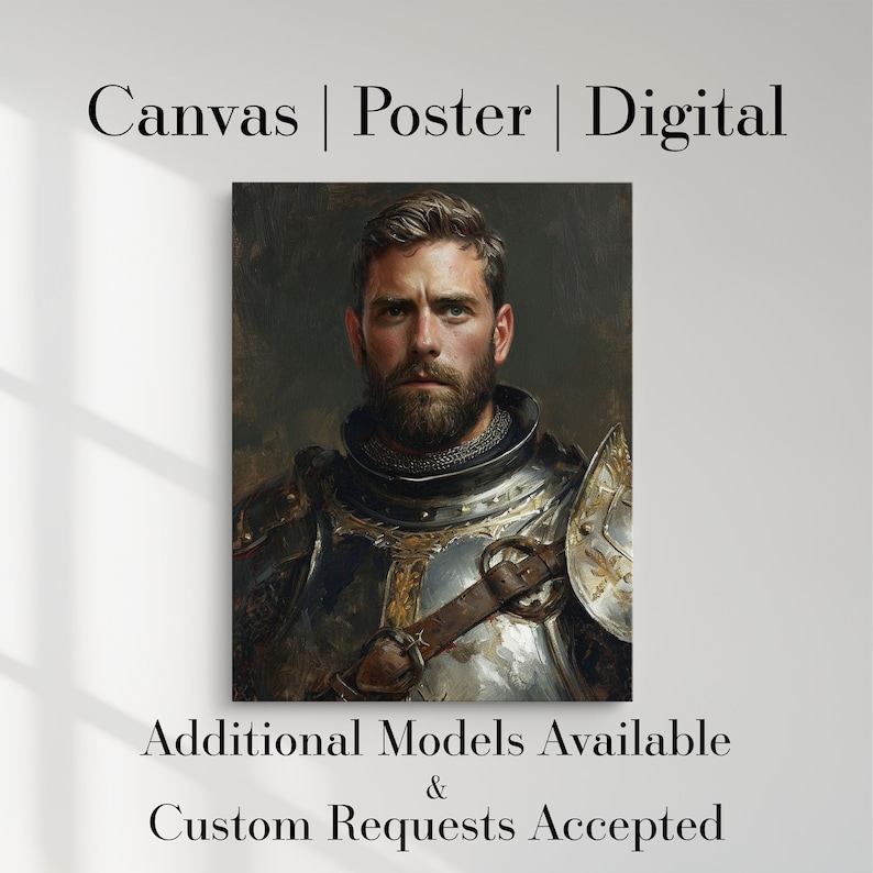 Custom Knight Portrait Painting From Photo, Crusader Knight, Historical ...