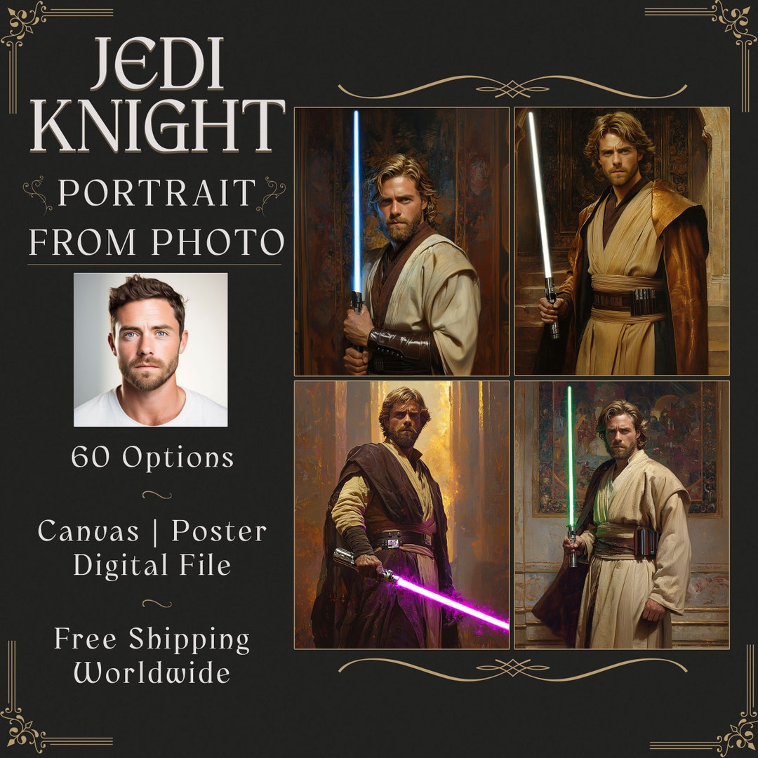 Custom Jedi Portrait From Photo, Custom Fantasy Portrait, Jedi Knight ...