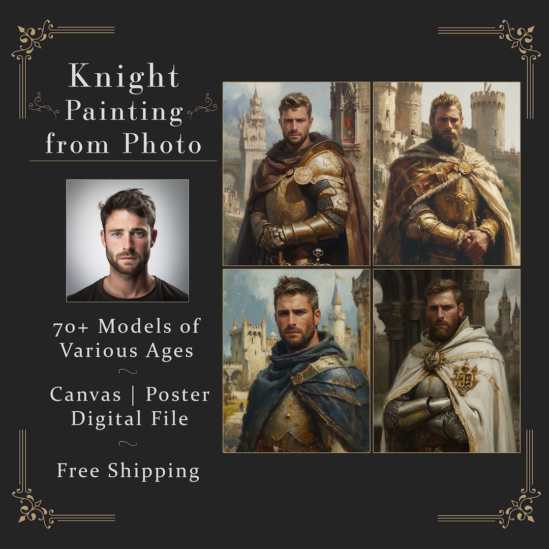 Medieval Fantasy Knight Portrait Oil Painting From Photo, Custom ...