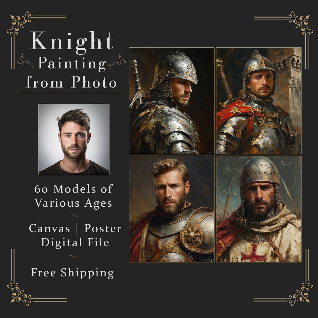 Medieval Fantasy Knight Portrait Oil Painting From Photo, Custom ...