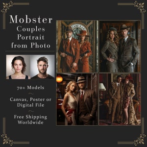 Custom Mobster Couple Portrait, Vintage Mafia Style, Anniversary Gift ...