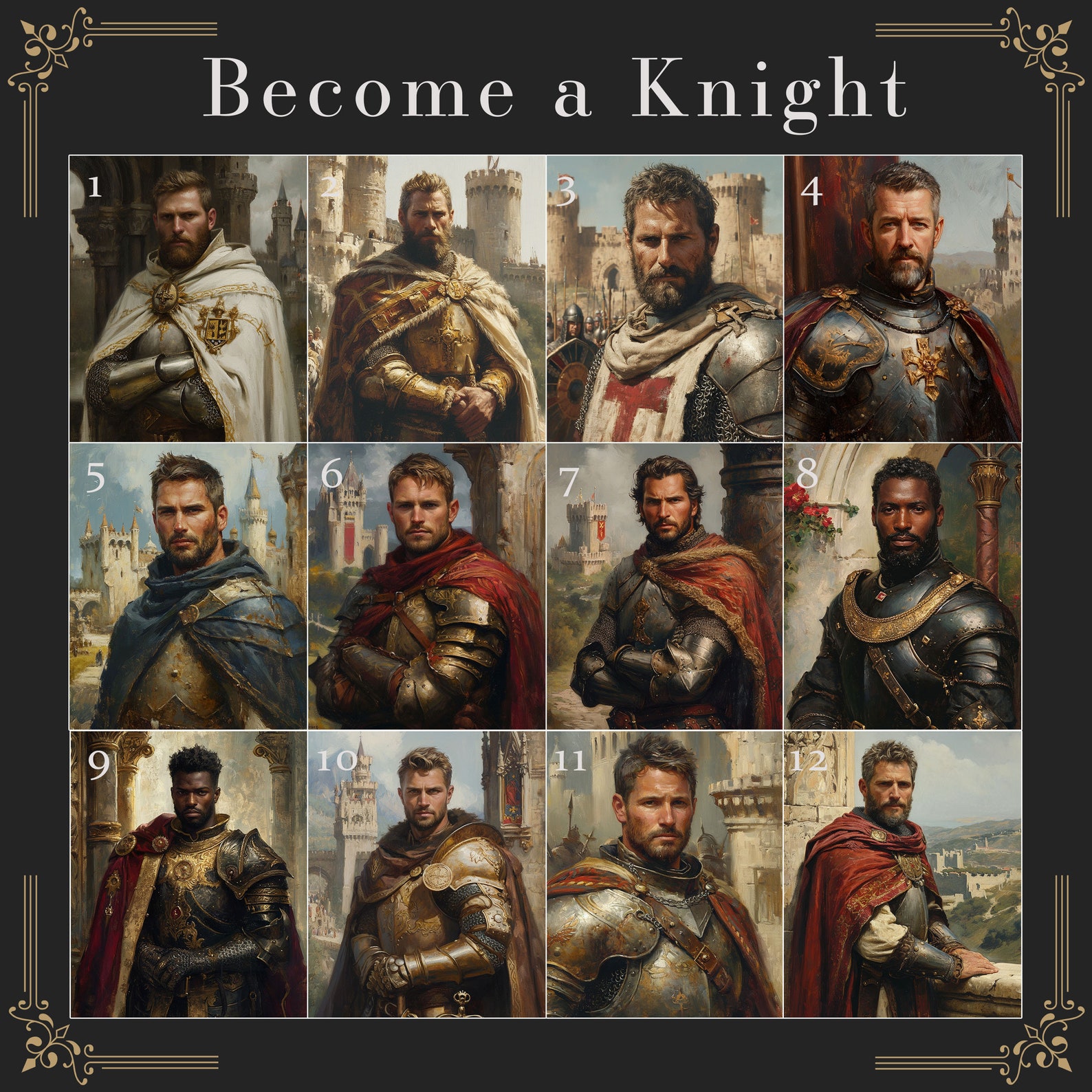 Custom Knight Portrait Painting From Photo, Crusader Knight, Historical ...
