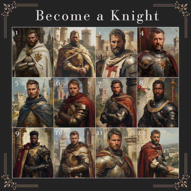 Custom Knight Portrait Painting From Photo, Crusader Knight, Historical ...